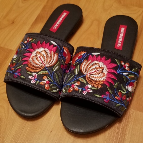 UNIONBAY | Shoes | Unionbay Floral Embroidered Slides | Poshmark